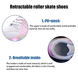 qyy Led Light Roller Skate Sneakers with Wheels for Boys Girl Luminous Light up Wheelies Shoes Skateboarding Shoes Wheel Shoes for Outdoor Sports The Best Gift Black-USA 4