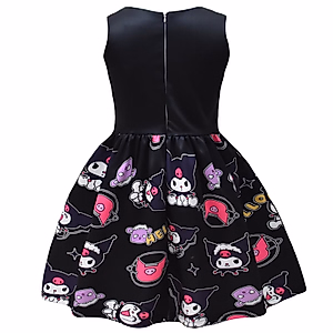 xikcomjr Cute Girls Dress Cartoon Kids Toddler Sleeveless Casual Dress Japanese Anime Birthday Party Dress Up 6-7Years