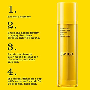 Twice Mouthwash Alcohol Free - Strong Mint - Next Gen, Premium Immunity Rinse - Teeth Whitening Mouthwash, Gum Health, and Fresh Breath - One Month Supply