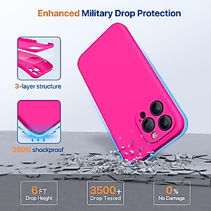 Miracase Designed for iPhone 14 Pro Max Phone Case with Screen Protector,[Upgraded Enhanced Camera Protection],Shockproof Liquid Silicone Case with Microfiber Lining,6.7 inch(Hot Pink)