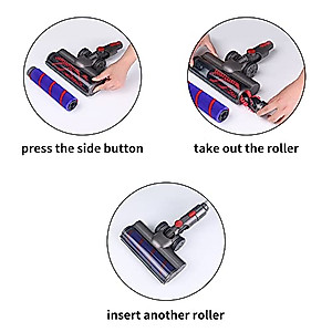 Laymi Motorhead Hardwood Floor Attachment for Dyson V7 V8 V10 V11 V15 Vacuum Cleaners with Replacement Soft Roller Brush Bar LED Headlights Floor Brush Attachments