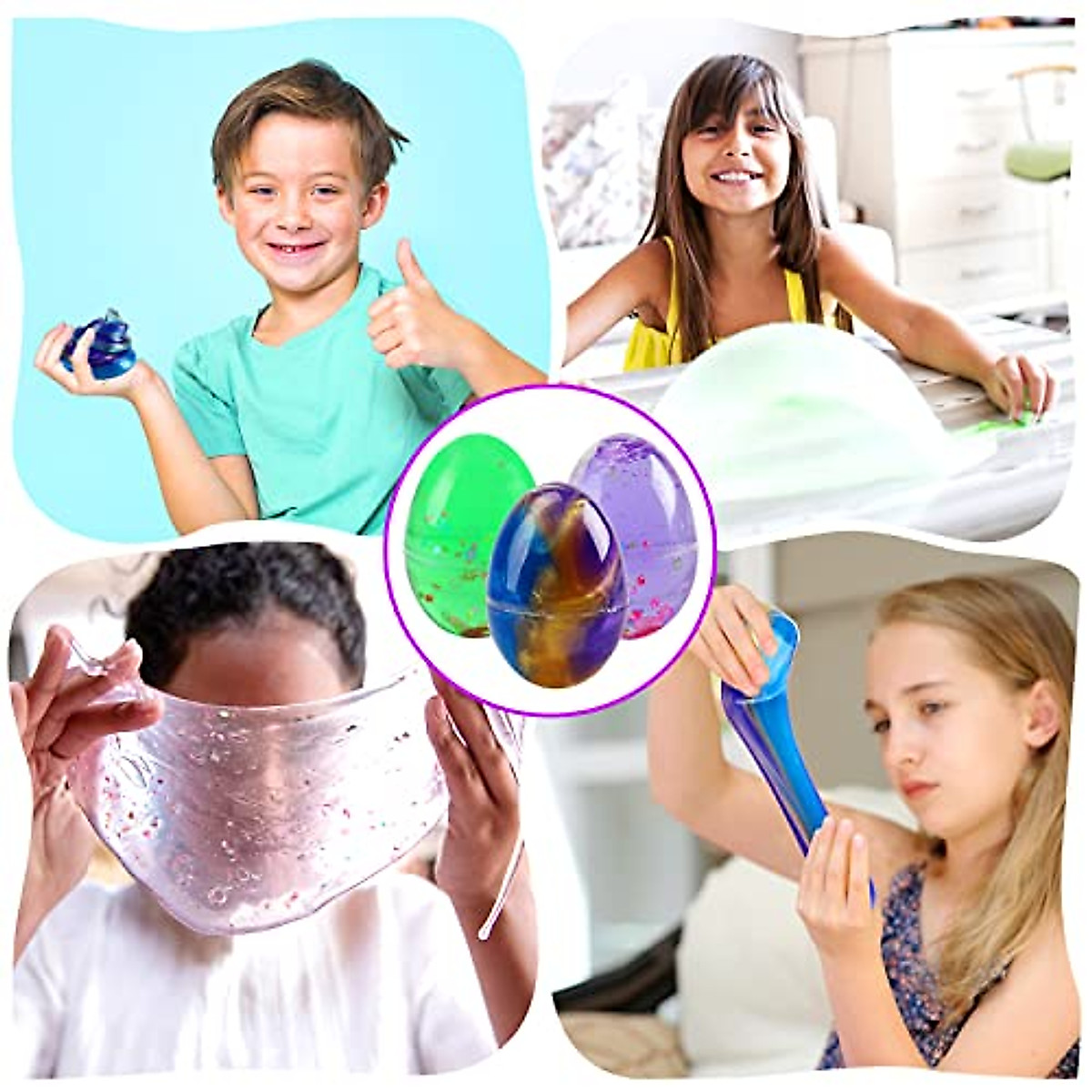 Galaxy Slime, 24 Pack Slime Eggs Kit for Kids Boys Girls Stress Relief Toys Party Favors for Kids 4-8 Slime Easter Egg Goodie Bag Easter Basket Stuffers Christmas Stocking Valentines Birthday Gifts