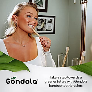 Gondola Adults Bamboo Toothbrushes- Eco Friendly Wooden Toothbrushes with Soft Bristles & Smooth Bamboo Handles - Biodegradable & Zero Waste Packaging-4 Pack