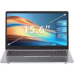 SGIN Laptop, 4GB DDR4 RAM 128GB SSD, 15.6 Inch Laptops with Celeron Processor, Intel UHD Graphics 600, Webcam, WiFi, Bluetooth 4.2, USB3.0, Mini HDMI