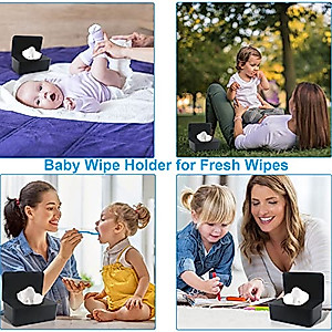LEQXGO Baby Wipes Dispenser, Wipes Dispenser Baby Wipes Case, Baby Wipe Holder for Fresh Wipes, Non-Slip Wipes Case, Wipe Container with Sealing Design Lid (Black)