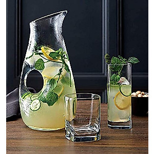 Durable Drinking Glasses Set of 16 | Glassware Set Includes 8 Highball Glasses (16 oz) 8 Rocks Glasses (13 oz) Heavy Base Glass Cups for Water, Juice, Beer, Wine, and Cocktails