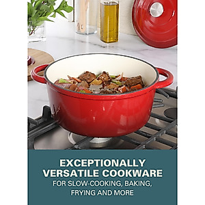 Gibson Home Addlestone 5 Quart Enamel Cast Iron Dutch Oven - Red