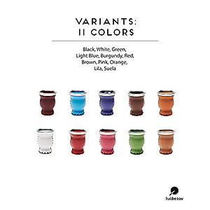 BALIBETOV [New Leather & Glass Yerba Mate Gourd Set (Mate Cup) with Yerba Mate Bombilla (Straw) (Black)