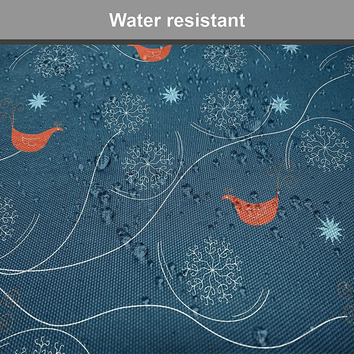 Ambesonne Winter Chair Seating Cushion Set of 4, Orange Birds on Leafless Tree Branches Snowy Woods Nature, Anti-Slip Seat Padding for Kitchen & Patio, 16"x16", Petrol Blue Orange White