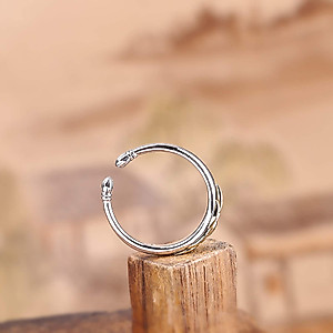 LOVECOM 925 Sterling Silver Rings for Women Girls Wedding Bands High Polish Lotus Flower Statementt Open Finger Ring Stackable Rings Jewelry Adjustable Ring Christmas Gifts