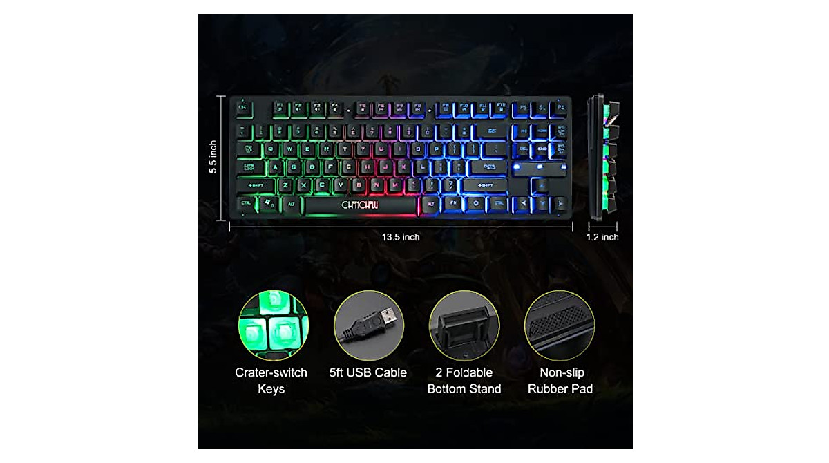 CHONCHOW RGB Compact Gaming Keyboard - TKL Design