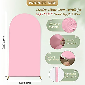 ZpigToor Spandex Arch Backdrop Cover, Pink, 2-Sided, Fits 3.3 x 6.6 ft, for Wedding, Baby Shower, Banquet Decoration
