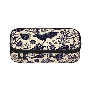 Gocerktr Bat Flower Pencil Case Large Capacity Pen Case Double Zippers Pen Bag Office Stationery Bag Cosmetic Bag with Compartments