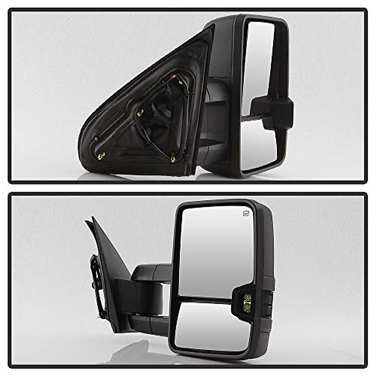 Acanii - Telescoping Power Heat Smoke LED Cargo Towing Mirrors Pair For 2014-2018 Chevy Silverado Sierra 2015 2016 2017