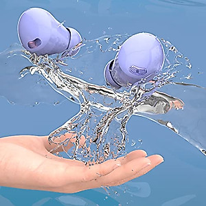 Wireless Earbuds Bluetooth in Ear Light-Weight Headphones Built-in Microphone Immersive Premium Sound with Charging Case purp