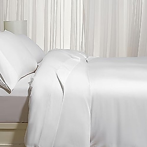 HYPREST Cooling Duvet Cover, Rayon Derived from Bamboo, 400 Thread Count Silky Soft White Cooling Duvet Cover Set Luxury Comforter Cover with Zipper and Coner Ties, Skin Friendly & Moisture-Absorbing