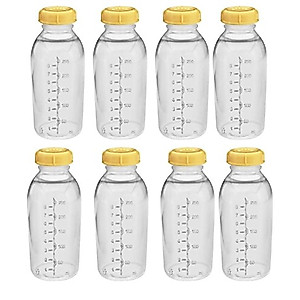 Medela Breastmilk Collection Storage Feeding Bottle with Lids-8 Pack (8 Bottles and 8 Lids)w/lid 8oz /250ml