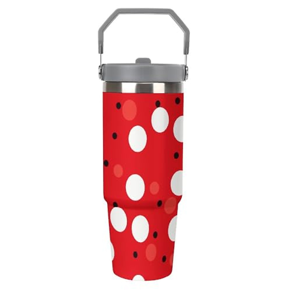 SYJTGDE Large Capacity Car Cup Red White Polka Dot Fashionable Upgrade Car Cup Advanced And Beautiful Travel Cup