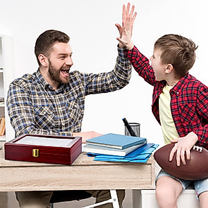 Championship Ring Display Case Wooden Baseball Ring Display Case Box Sports Baseball Ring Holder Championship Ring Box with PU Leather Lining for Multiple Rings, 30 Holes