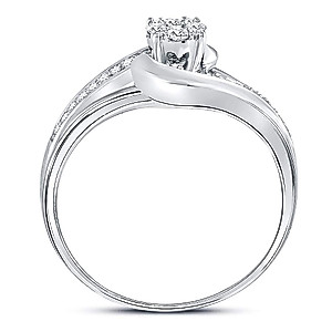 The Diamond Deal 10kt White Gold Round Diamond Cluster Bridal Wedding Engagement Ring 1/4 Cttw