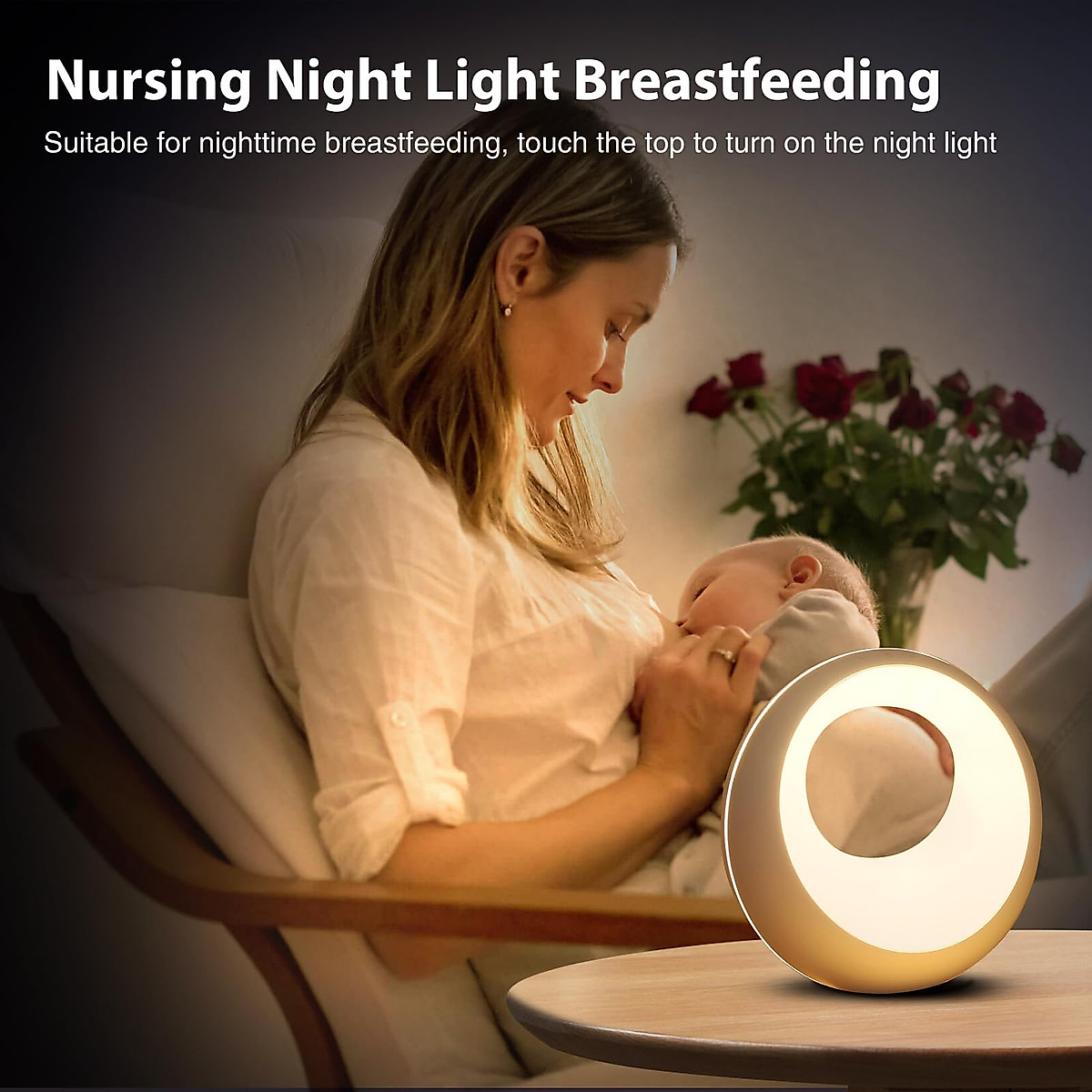 S SUNSBELL Table Lamp Touch Dimmable with Remote Control, LED Touch Night Light with RGB Color Change and 9 Light Modes, Bedside Table Lamps for Bedroom Living Room, Mood Lighting/Gifts (White)