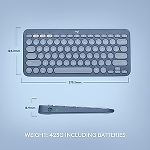 Logitech K380 Multi-Device Bluetooth Keyboard for Mac with Compact Slim Profile, Easy-Switch, 2 Year Battery, MacBook Pro/ Air/iMac/iPad Compatible - Blueberry