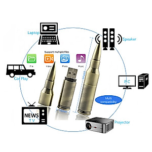 WooTeck 64GB Metal Shining Bullet USB Flash Drive Memory Stick with Keychain,Bronze