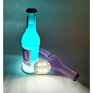 HANCIRCLE LED Coaster White,12 Pack Light Up Coasters,LED Sticker Lights,Wine Bottle Lights,for Drinks,Bar Accessories,Party,Wedding