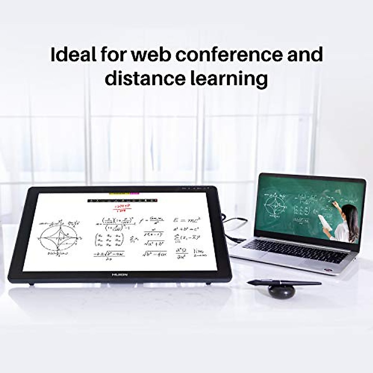 HUION Kamvas 22 Plus QLED Drawing Tablet with Full-Laminated Screen USB-C Connection 140% sRGB Tilt, 21.5 inch Graphics Art Tablet for Artist & Designer, Work with Mac, Windows, Linux & Android