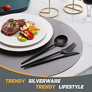 Luxury Matte Black Silverware Set, 20-Piece 18/8 Stainless Steel Flatware Sets for 4, Silverware Flatware Set for Home, Kitchen and Restaurant
