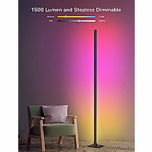 Smart Floor Lamp, ibaye LED Corner Floor Lamp, 16 Million Colors, DIY & Scene Mode, Music Sync, Work with Alexa, Google Assistant, and WiFi APP, Modern Floor Lamp for Living Room, Bedroom, Gaming Room