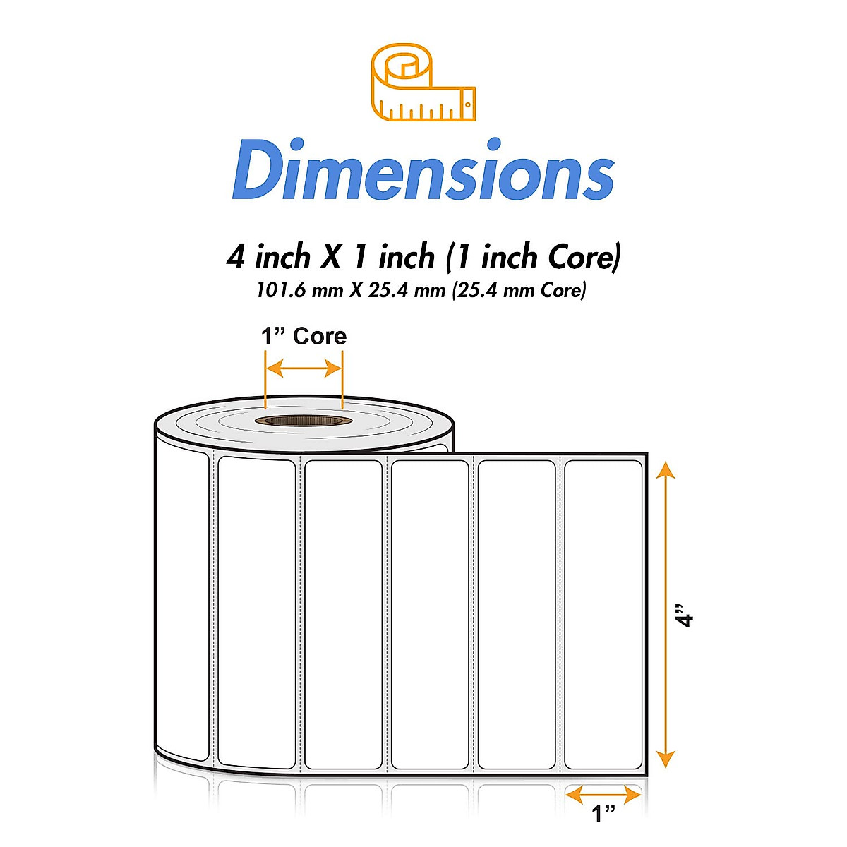 OfficeSmartLabels – 4" x 1" Direct Thermal Labels - Compatible with Zebra & Rollo Desktop Printers and More – 1” Core, Permanent Adhesive & Perforated [4 Rolls, 5500 Labels]