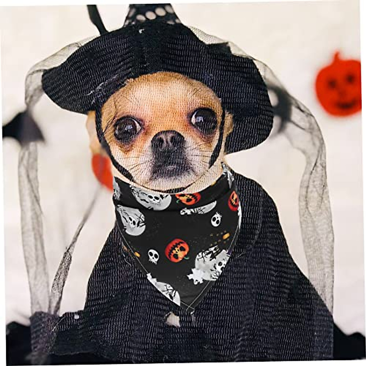 BCOATH 2 Pcs Pet Bib Cosplay Accessories Ghost Towel Pumpkin Cat Scarf Kitten Triangle Bibs Triangle Dog Necktie Dog Kerchief Washable Neckerchief Dog Bandanas Collar Polyester Bibs