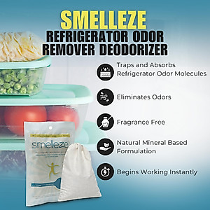 SMELLEZE Reusable Fridge & Freezer Smell Removal Pouch: Eliminates Food Odor Without Chemicals Beige