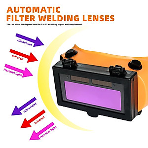 ATEMLEH Welding Goggles Auto Darkening with Flip Up Lens, Solar Welder Goggles Welding Eye Mask with 2 Sensors for TIG MIG MMA Plasma (Orange)