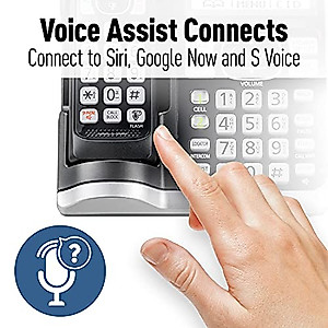 Panasonic Link2Cell Bluetooth Cordless Phone System with Voice Assistant, Call Block and Answering Machine, Expandable Home Phone with 5 Handsets â€“ KX-TGF575S (Black with Silver Trim)