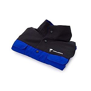 Waylander Flame Resistant FR Cotton Welding Jacket with Snap Button Front and Wrist Closures - Black/Blue (MEDIUM)