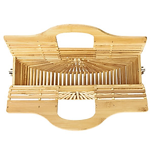 Miuco Bamboo Tote Bags Top Handle Handmade Handbags Beach Purses With Chain