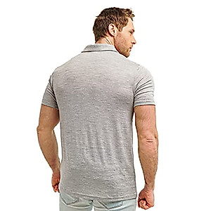Merino Wool Polo Shirt Men - Anti-Odor 100% Merino Wool Shirts for Men Short Sleeve Breathable (Medium, Heathered Grey Polo)