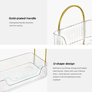 HBlife 3 Tier Bathroom Organizer Countertop, Makeup Organizer Perfume Tray Skincare Organizer for Bathroom, Dresser, Vanity, Clear