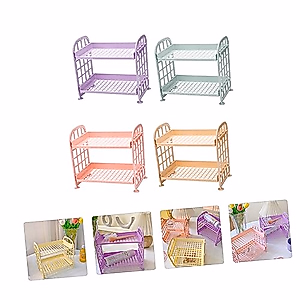 Cabilock 4Pcs Storage Rack freestanding Bathroom Counter Shelf Bathroom Organizer countertop Hair Product Organizer Shelves for cabinets Storage Holder Shelf Office Bookshelf Desk pp