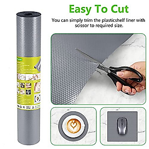 Shelf Liners for Kitchen Cabinets Refrigerator Liners Waterproof & Oil-Proof Kitchen Cupboard Liner Non-Slip Drawer Mats EVA Material Non Adhesive Fridge Liner for Shelves - Gray