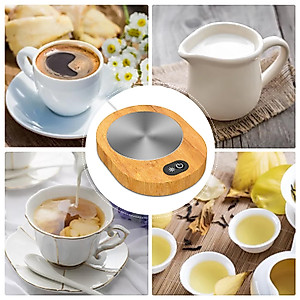 Coffee Mug Warmer, Abs Smart Beverage Cup Warmer, Battery Operated Candle Warmer Plate, 55-65°c Tea Cup Warmer, USB Rechargeable, Wood Style Warmer Plate, Touch Control Coffee Heater for Tea Coffee