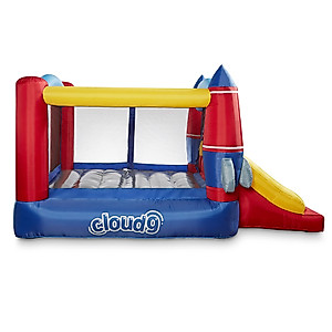 Cloud 9 Inflatable Bounce House and Blower, Rocket Theme Bouncer for Kids with Slide, Includes Stakes and Repair Patches