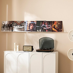 HBlife Acrylic Clear 2 Pack 72 Inch Floating Shelves, Picture Frames Display Rack Set of 2, Narrow Wall Mounted Picture Ledge Shelf for Living Room Bedroom Decor Books Photo Frames