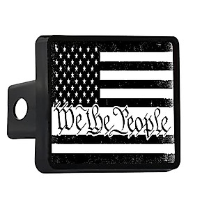 USA American Flag Trailer Hitch Cover Plug US Patriotic Vintage Rustic Flag Constitution We The People
