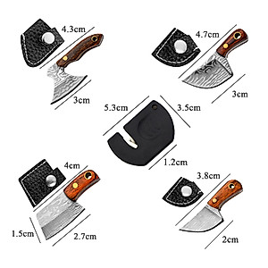 VOVCIG Mini Knife Set, 5PCS Mini Pocket Knife Set Utility Tiny Chef Knife with Sheath Knife Sharpener with Gift Box for Package Opener Box Cutter Outdoor Use