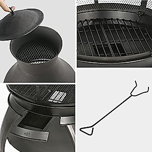 BALI OUTDOORS Fire Pit Round FirePits Outdoor Wood Burning Chimenea Outdoor Fireplace