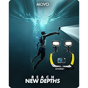 Movo DiveRig1 XL Diving Rig Bundle with Waterproof LED Lights - Compatible with GoPro Hero, HERO5, HERO6, HERO7, HERO8, HERO9, HERO10 and DJI Osmo Action Cam - Scuba Accessories for Underwater Camera