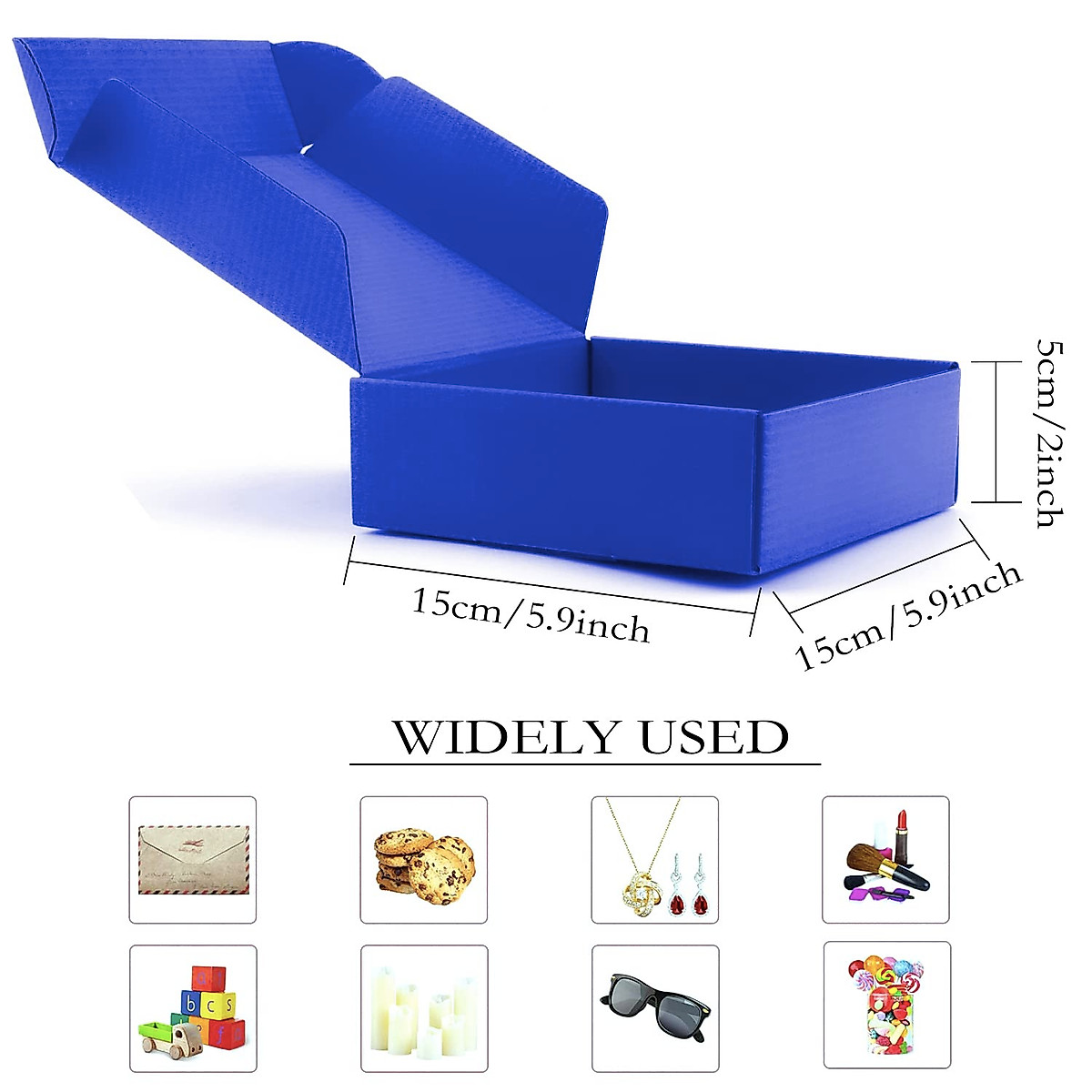 Cardboard Boxes Shipping Boxes,15 Pack Recyclable Corrugated Cardboard Box Small Mailing Storage Gift Boxes for Shipping, Mailing, Gifts Packaging, 6x6x2" (Dark Blue)